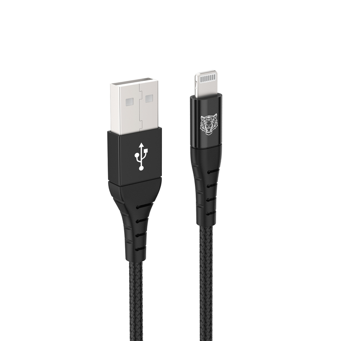 TIGER POWER LITE CABLE RENFORCE USB-A LIGHTNING 1,2M NOIR : ascendeo ...