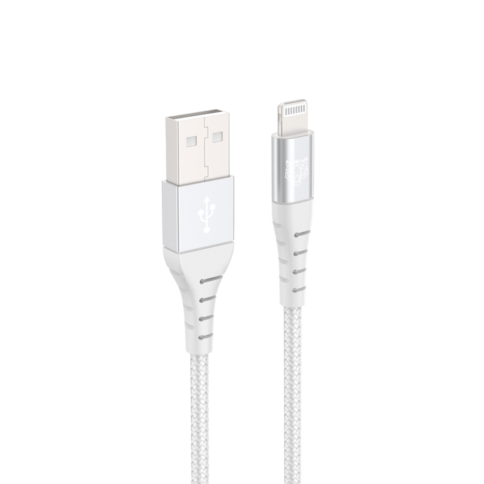 TIGER POWER LITE CABLE RENFORCE USB-A LIGHTNING 1,2M BLANC : ascendeo ...