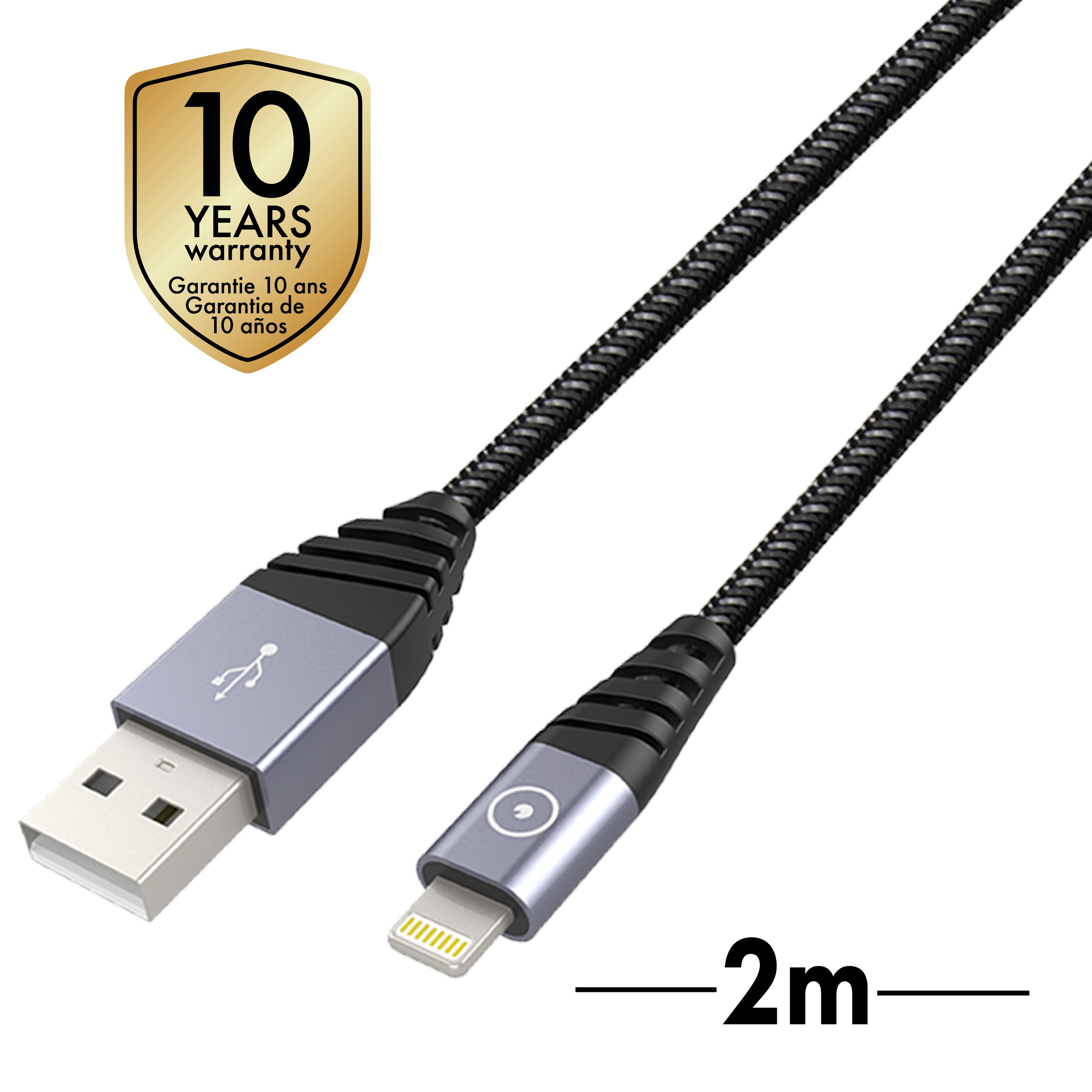 TIGER CABLE ULTRA RESISTANT 2.4A USB/LIGHTNING 2M GRIS : ascendeo ...